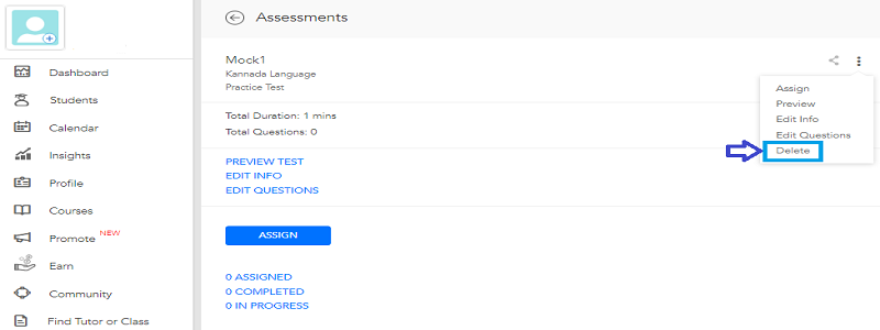 How to delete an Assessment? – UrbanPro
